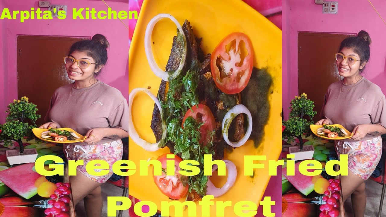 Greenish Fried Pomfret | 200 gm Pomfret die 1st recipe| My first Video | My First Recipe | - YouTube