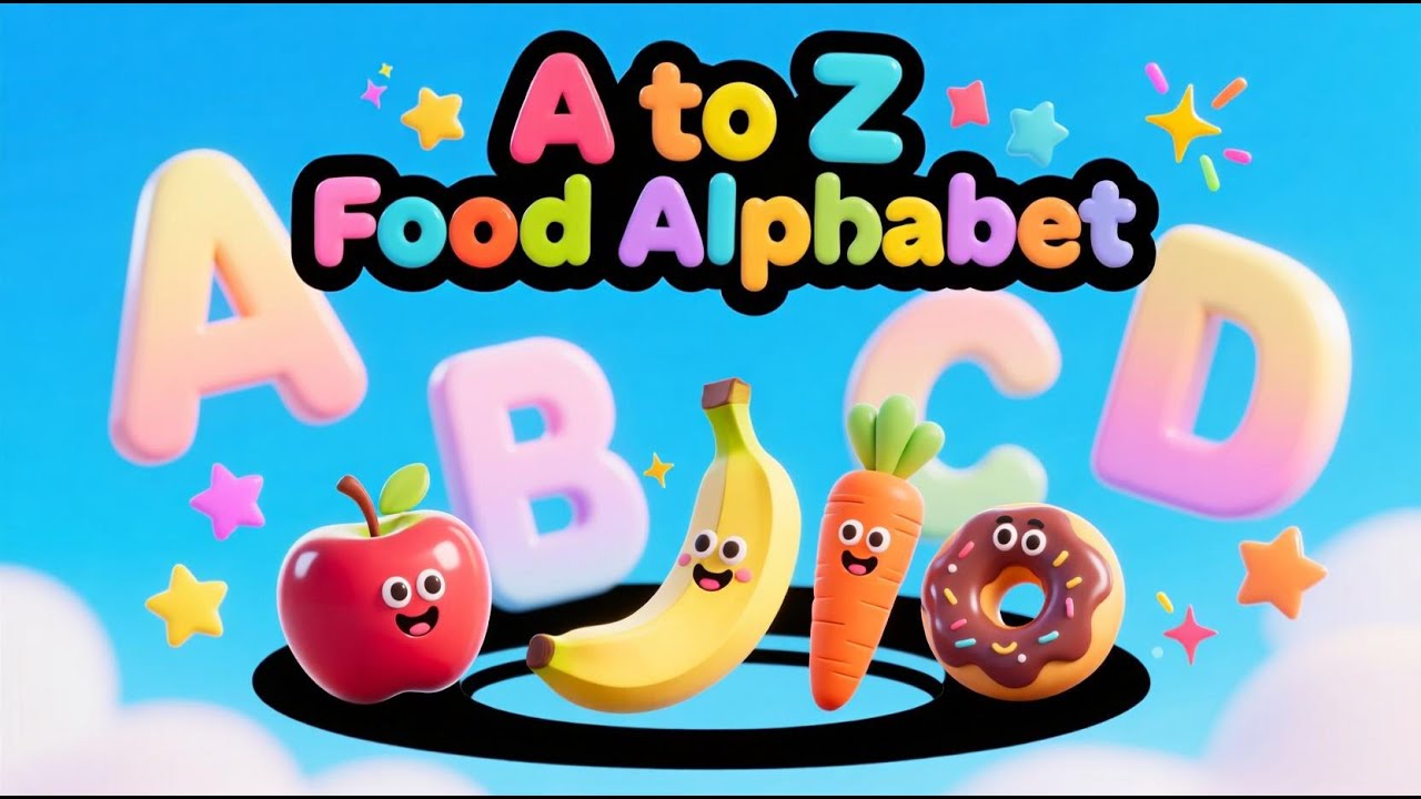 A to Z Food Alphabet for Kids 🍎 | Fun Cartoon Nursery Rhyme | Learn ABC ...