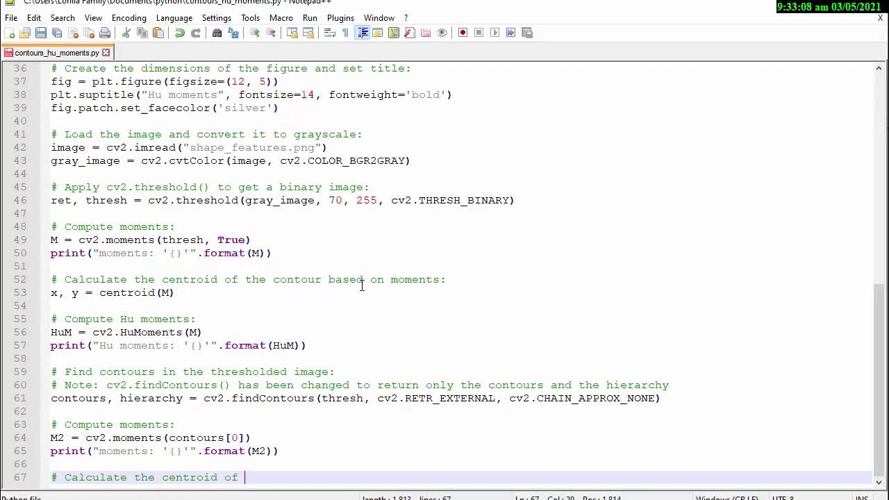 【PYTHON OPENCV】Hu moments calculation - YouTube