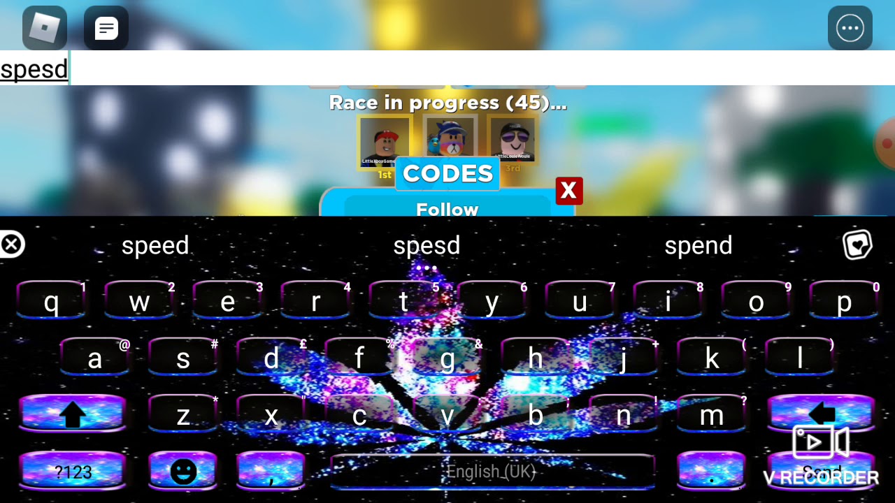 Codes on speed of legends for starters - YouTube