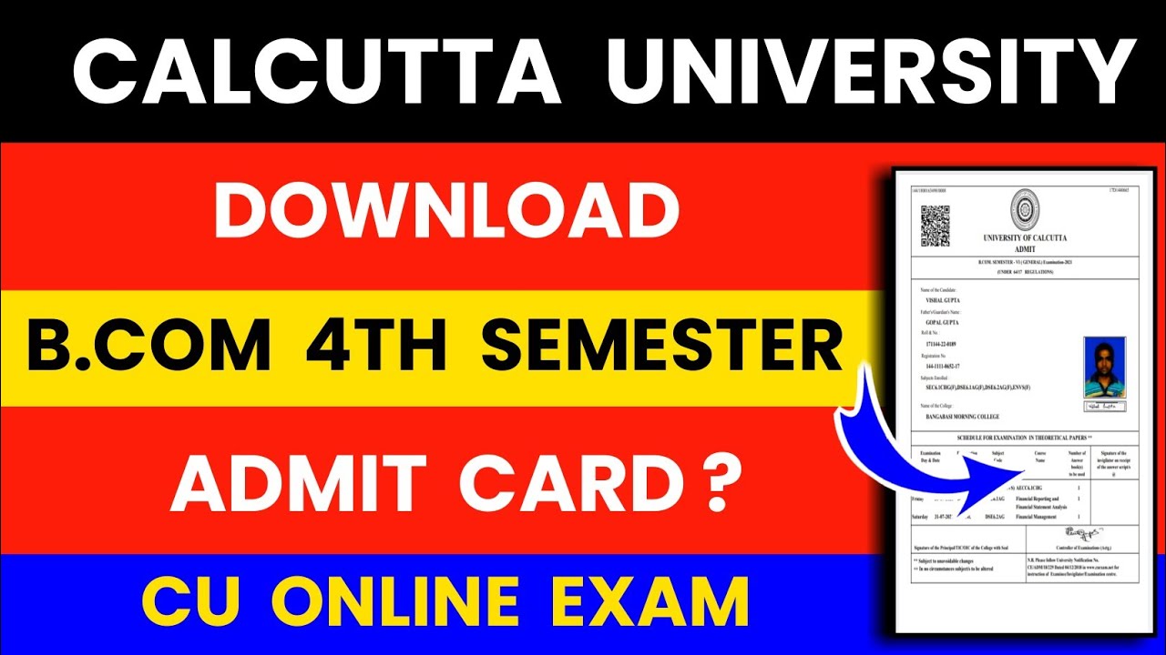 Download Calcutta University Bcom 4th Semester Admit Card 2021 (Hons ...