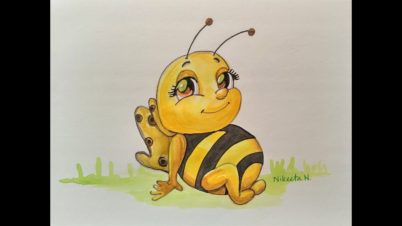 ⭐Bumble bee cartoon drawing tutorial ⭐ Learn how to draw & paint a cute ...
