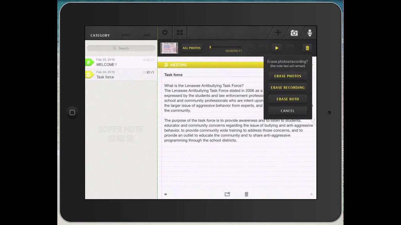 How to add photos, audio, and share from SuperNote for iPad - YouTube