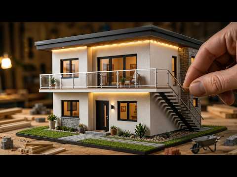 This 2 Story Mini House Has a Stunning Balcony & Unique Stairs