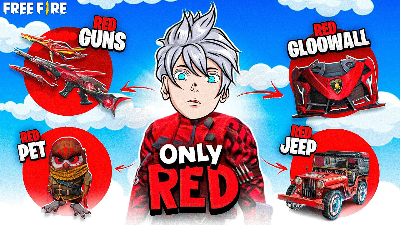 Free Fire But Only Red in Solo Vs Squad 😱 Free Fire Challenge Video ...
