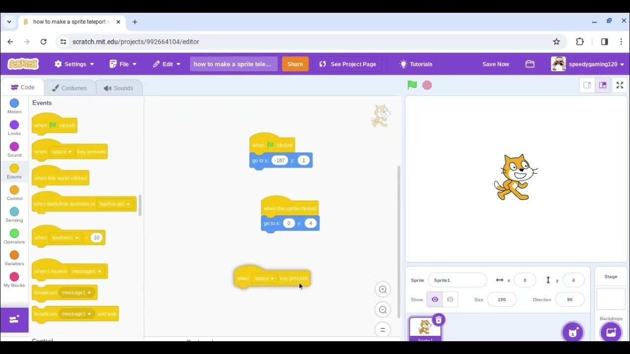 how to make a sprite teleport scratch - YouTube