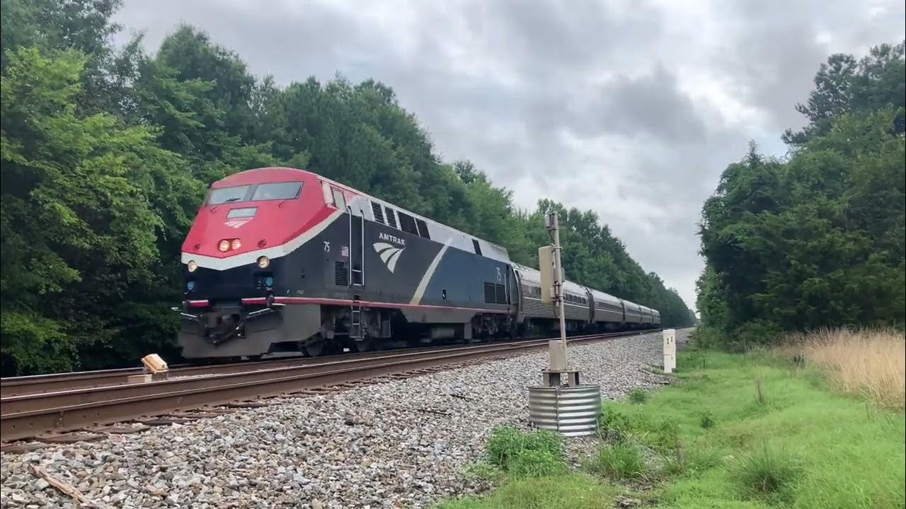 Amtrak 67 NPN Train Streams through Glen Allen with 75 Leading, Amtraks Phase 7 Unit - YouTube