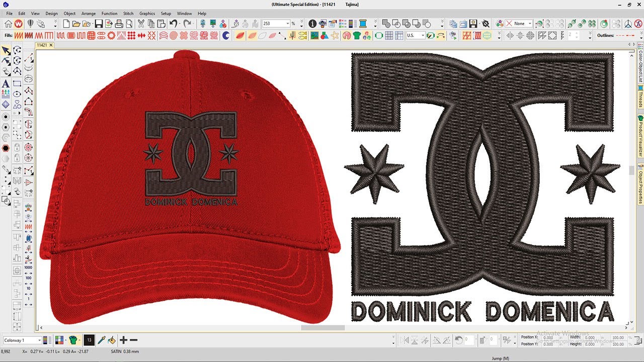 Dominick Domenica Embroidery logo for Cap - YouTube