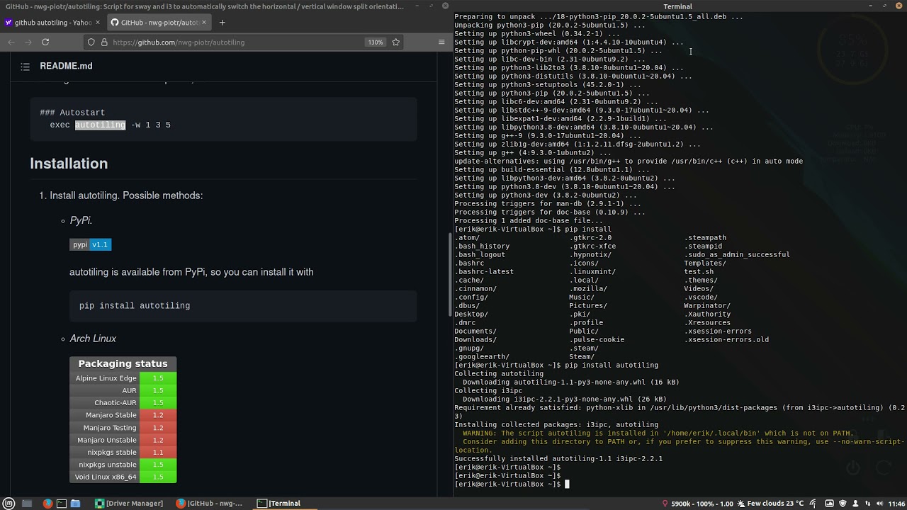 Linux Mint Cinnamon 20.2 - eps 5 - Adding autotiling to i3-gaps - YouTube