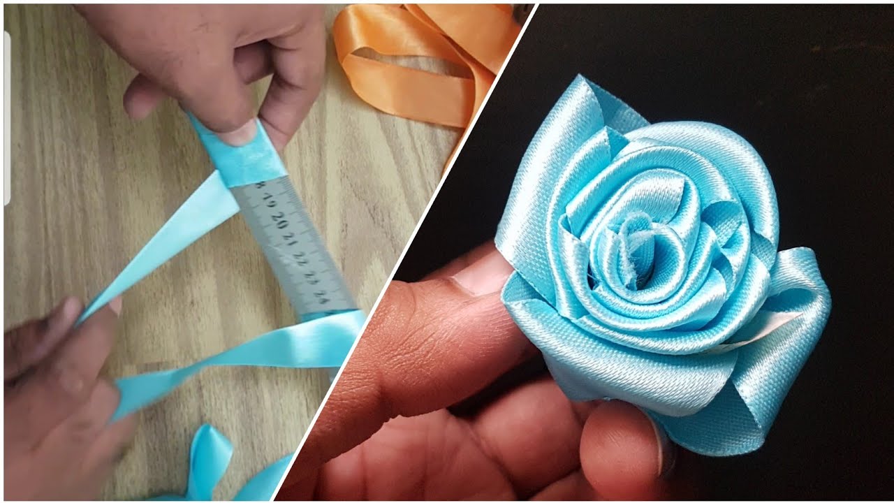 How to make flowers with ribbon / Ribbon flower Ideas / DIY Ribbon ...