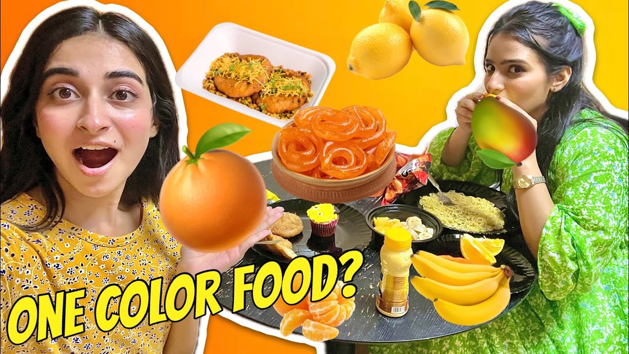 Eating Only ONE COLOR Food for 24 Hours! 🍊 - YouTube