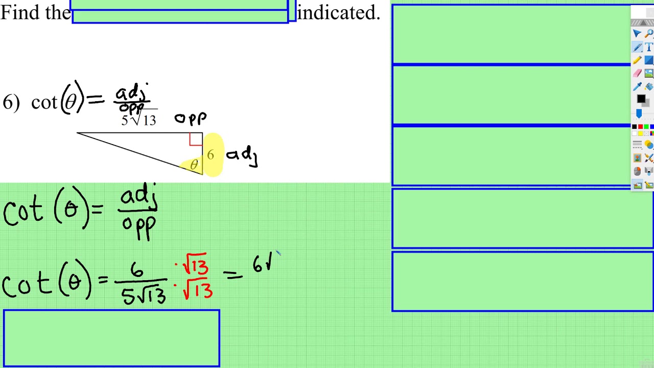 Trig: Find Value of Trig Function - Radical in Denominator - YouTube