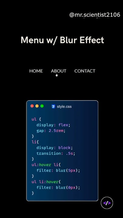 Menu Blur Effect CSS | #shorts - YouTube