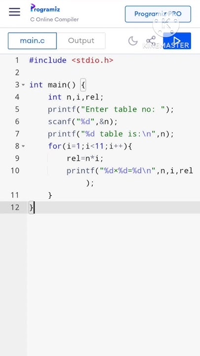 {"c program to display a given multiplication table"} - YouTube