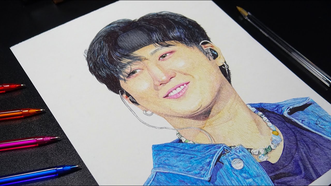 Drawing CHANGBIN (Stray Kids) Ballpoint Pen | DeMoose Art - YouTube