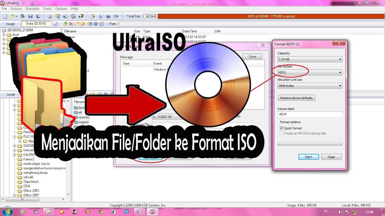 Cara Membuat File ISO Di Ultra ISO - YouTube
