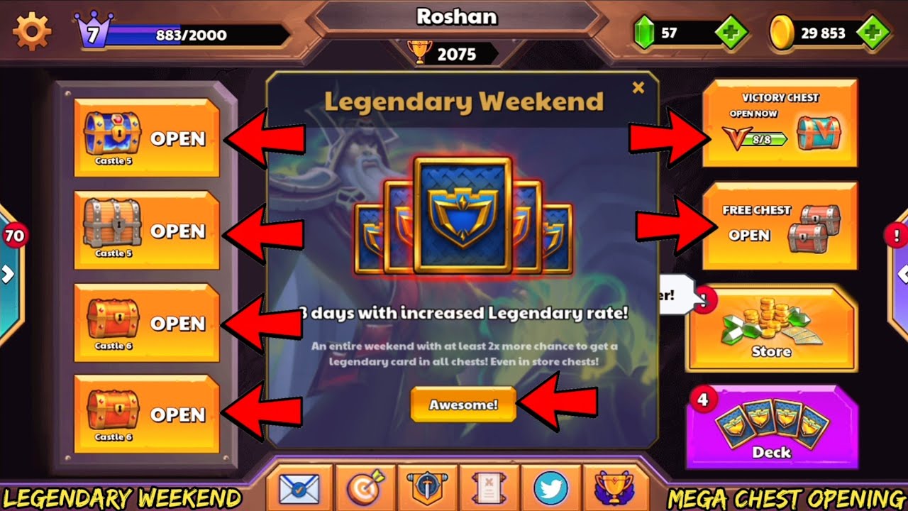 legendary Weekend 🎉 MEGA CHEST OPEN? CASTLE CRUSH - YouTube