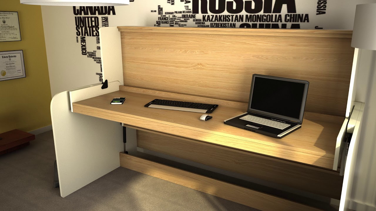 The Ritzy Single Hidden Desk Bed - YouTube
