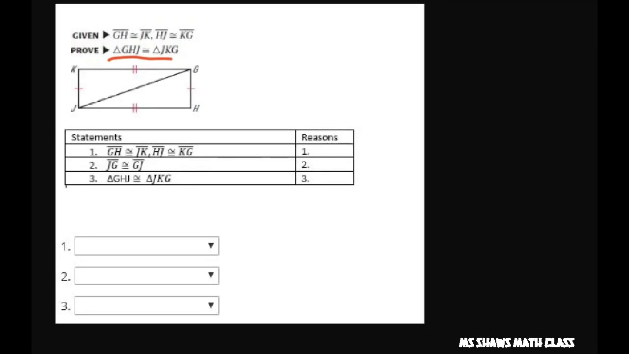 Complete two column proof. SSS Congruence postulate - YouTube