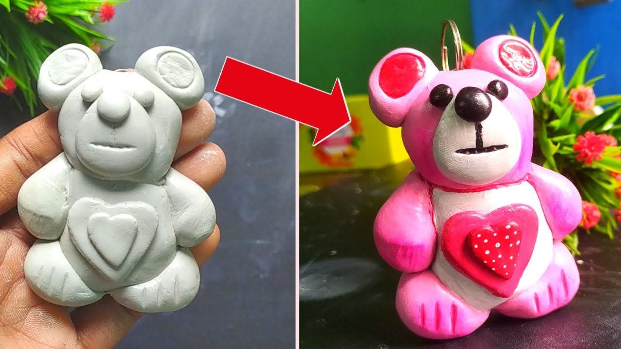 Cute teddy bear making with Clay / DIY Teddy bear / Using Acrylic Clay ...