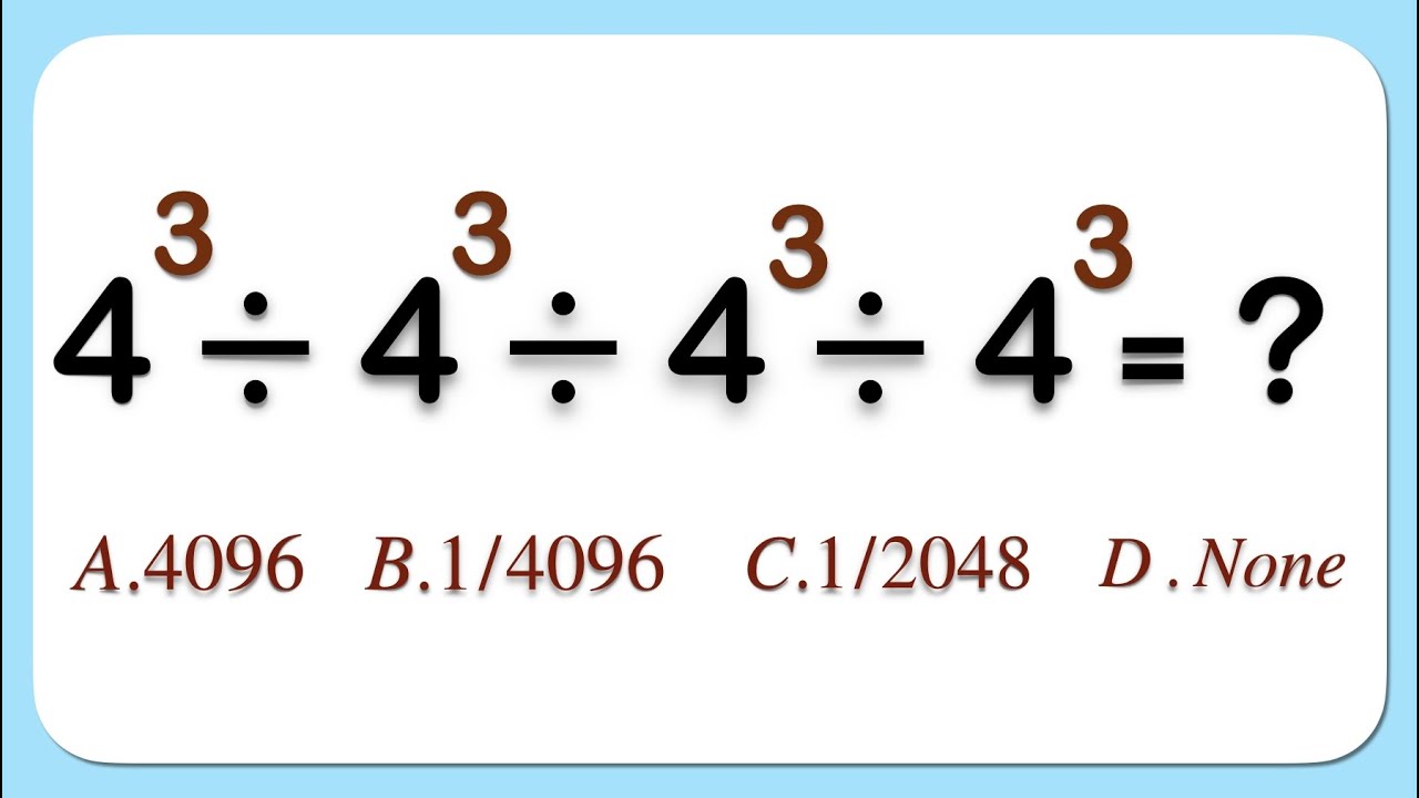 Nice Exponential Problem |Math Exponential Problem|Aptitude Question - YouTube