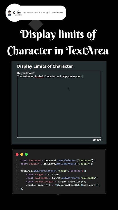 Display Limit Of Character In Text Area | #shorts | Rochak Education ...