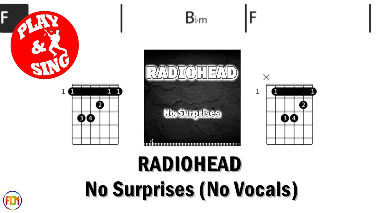 RADIOHEAD No Surprises NO VOCALS FCN GUITAR CHORDS & LYRICS - YouTube