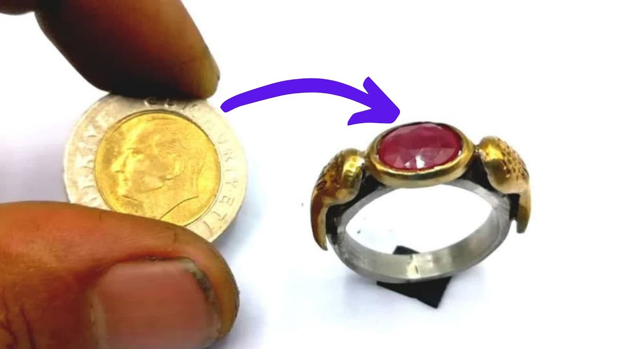 Coins for jewelry - how to make rings from coins at home - YouTube