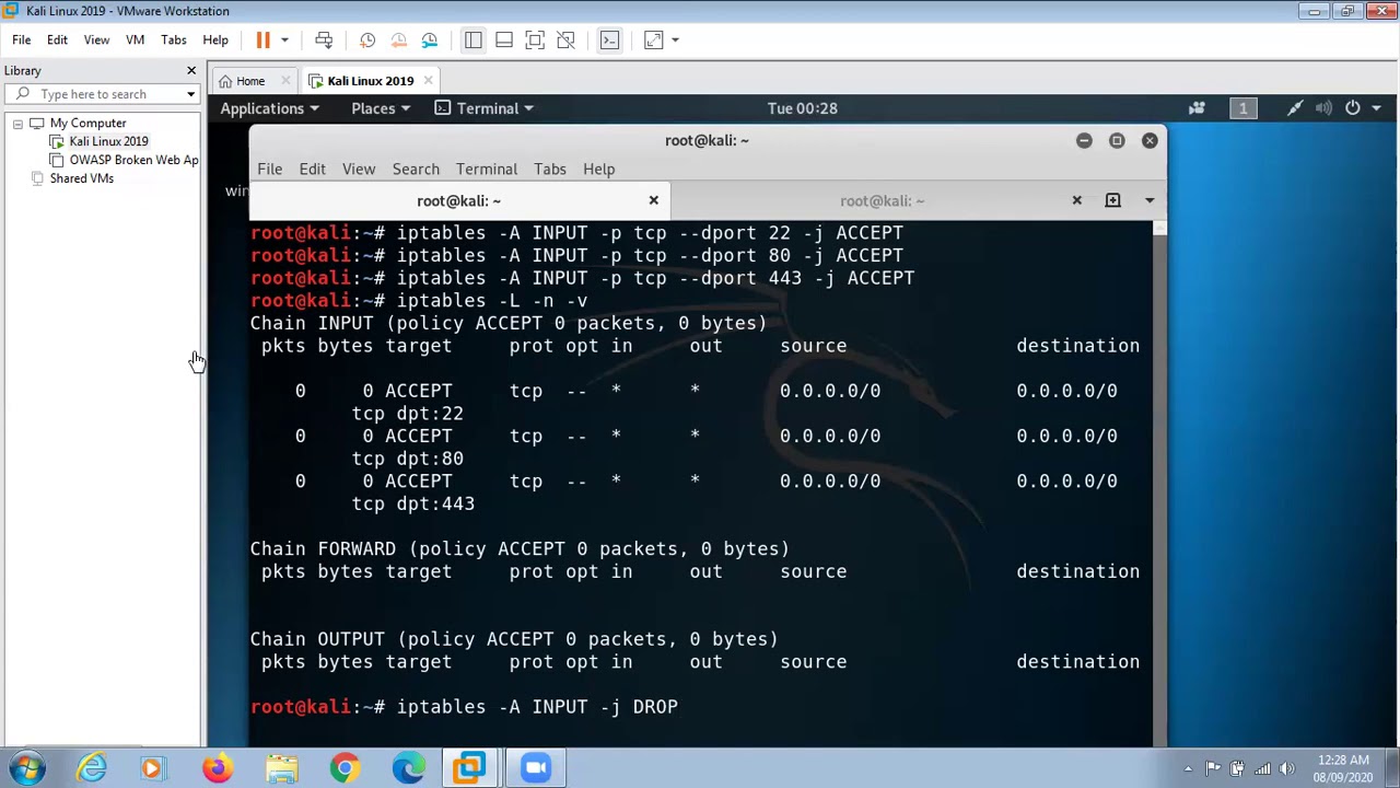 Demonstration Of Iptables Commands Iptables Firewall Security Demo Examples Youtube