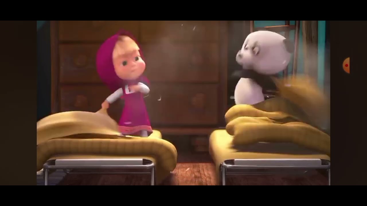 Masha am panda fight tô pillow - YouTube