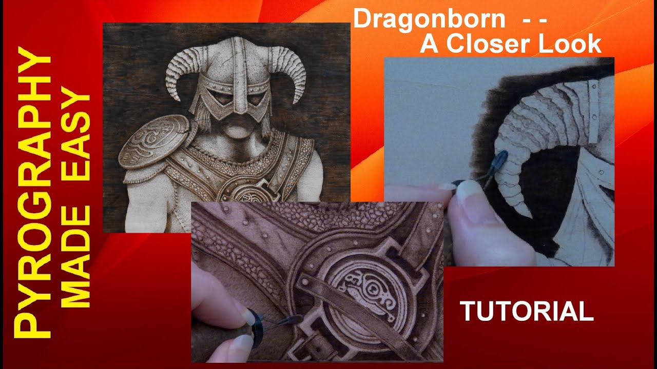 Wood Burning - Dragonborn : Horn & Medallion - pyrography tutorial ...