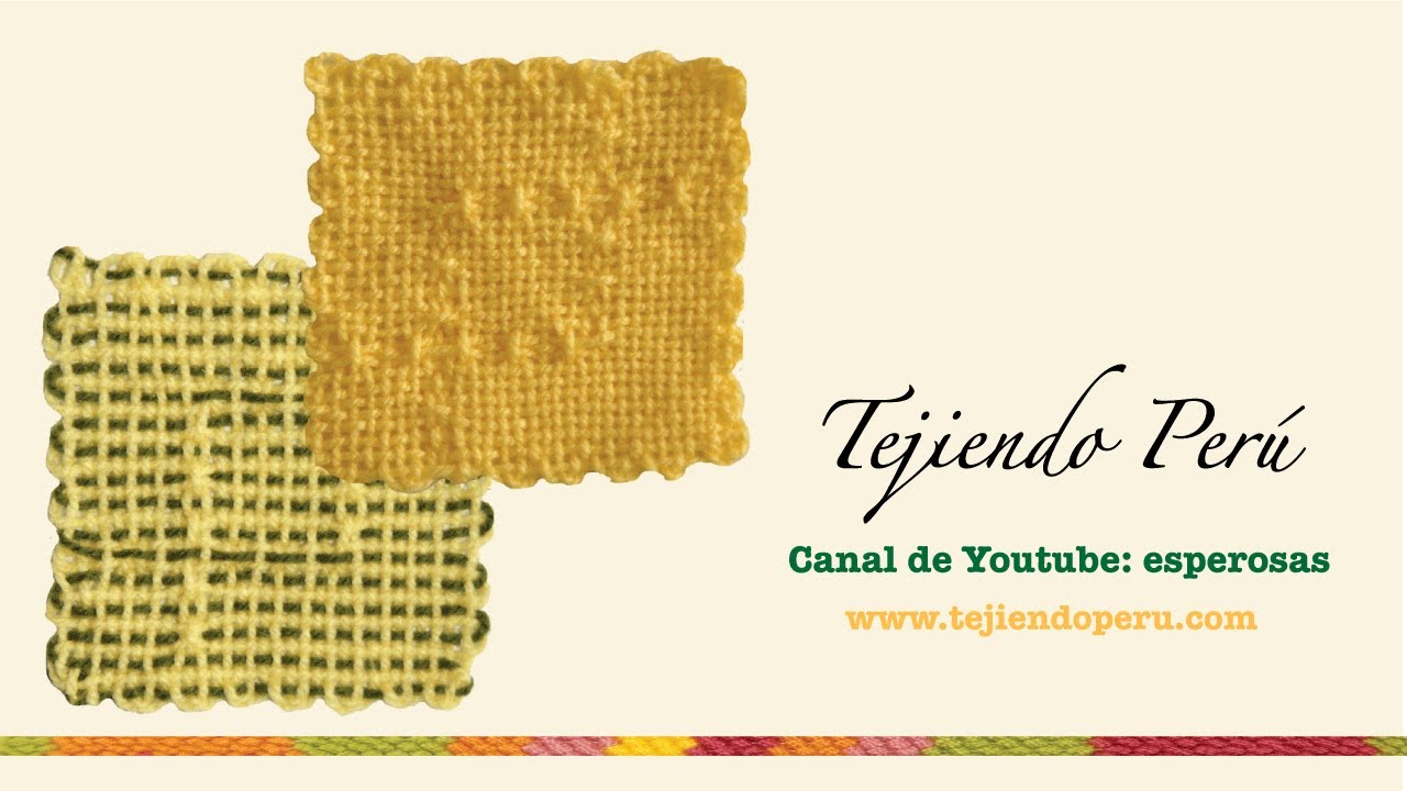 Punto 3 cuadrados tejida en telar cuadrado de 11 por 11 cm. - YouTube