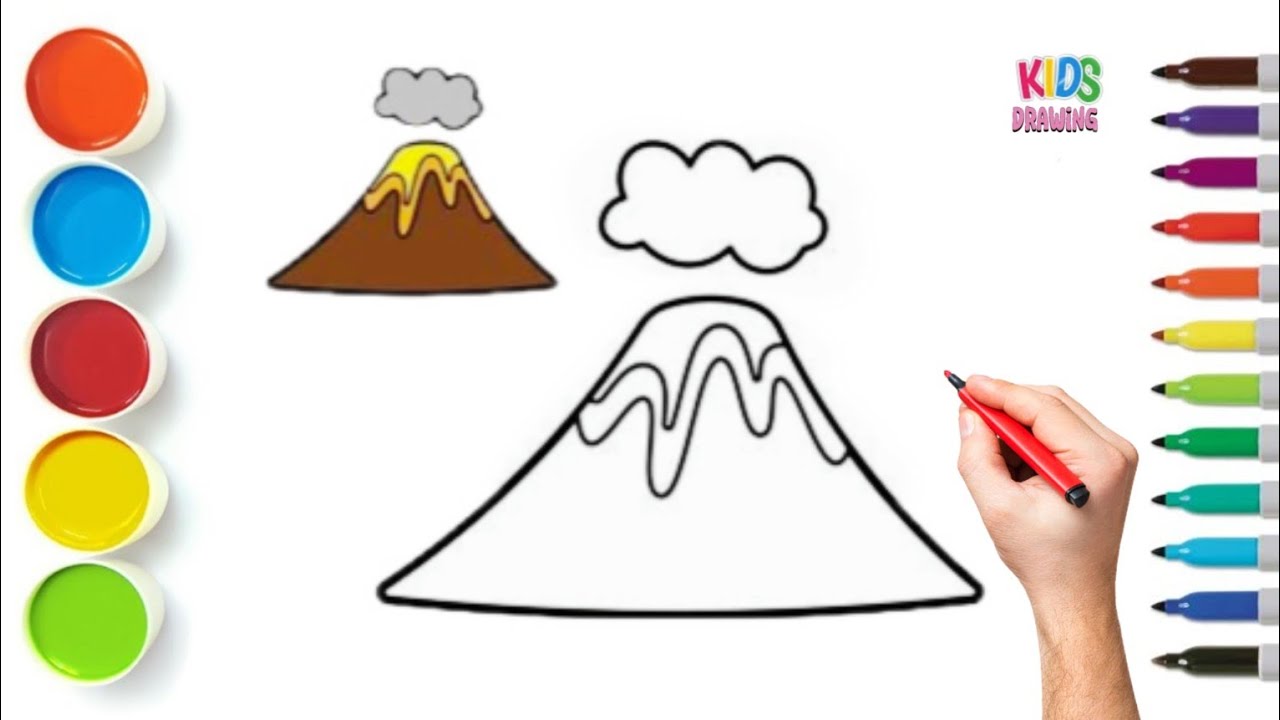 Easy Volcano Drawing || Kids Drawing Tutorial || Color Craze - YouTube