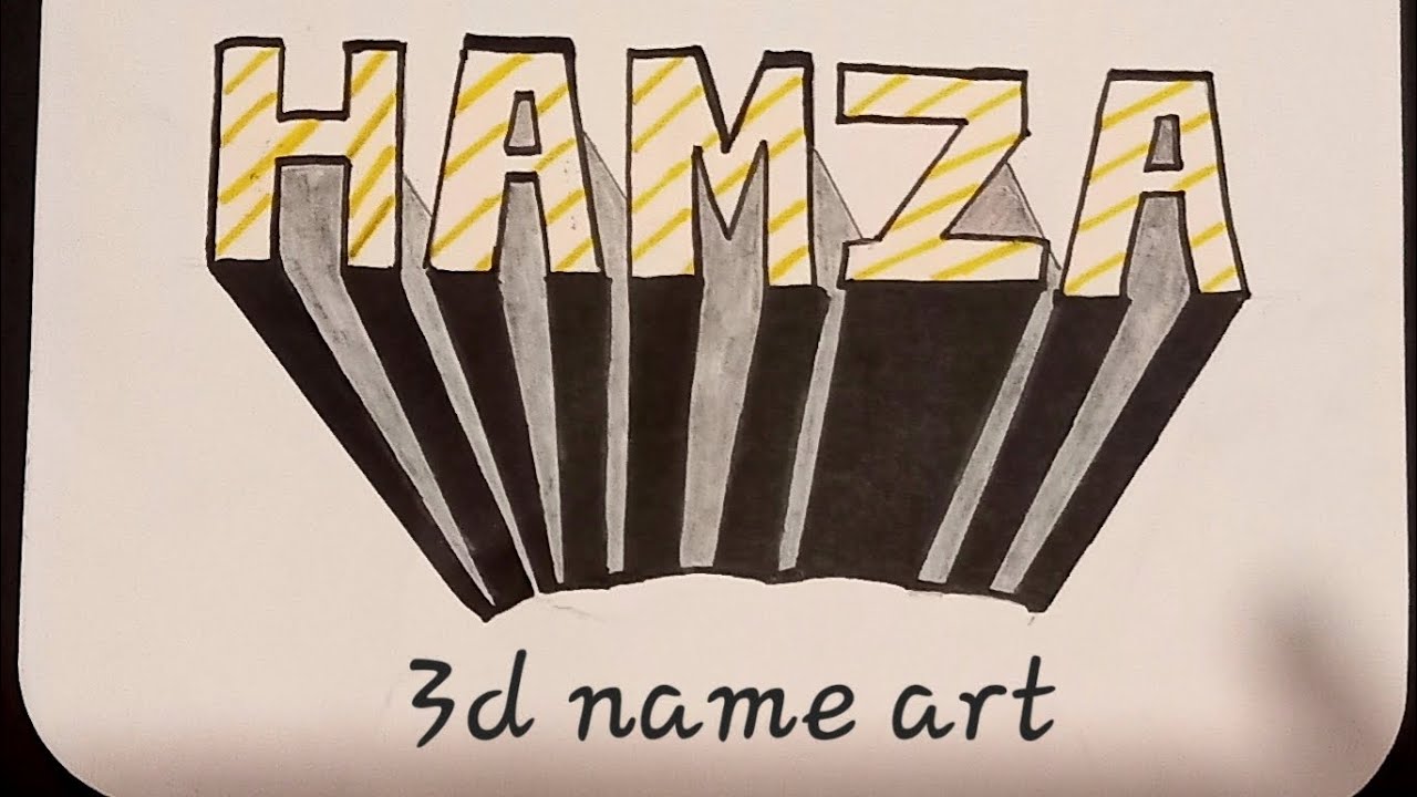 Hamza || 3d name art || how to write Hamza in beautiful handwriting ...