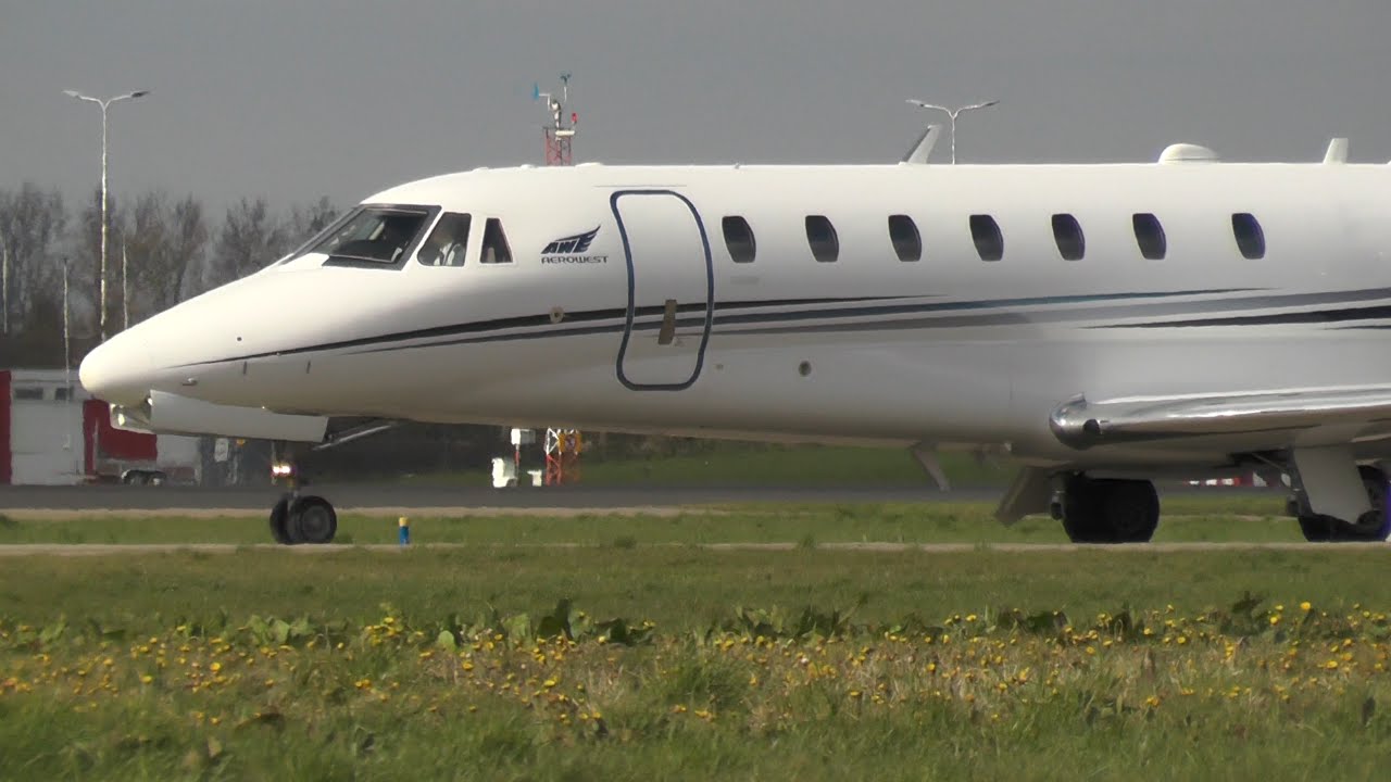 Close Up: Cessna 680 landing and taxi at EHRD - YouTube