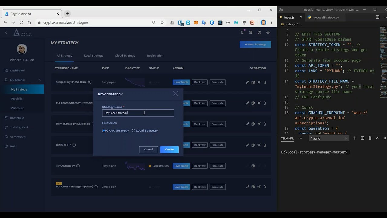 Crypto-Arsenal: Demo for SaaS Crypto Quant Trading Platform - YouTube