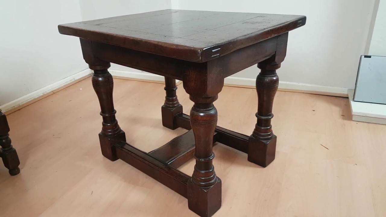 Antique Oak Jacobean Style Side / Coffee Table - YouTube