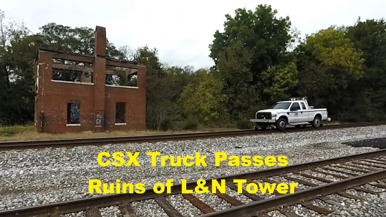 CSX Hi Rail Truck Passes Ruins of L&N Tower - 2016 - YouTube