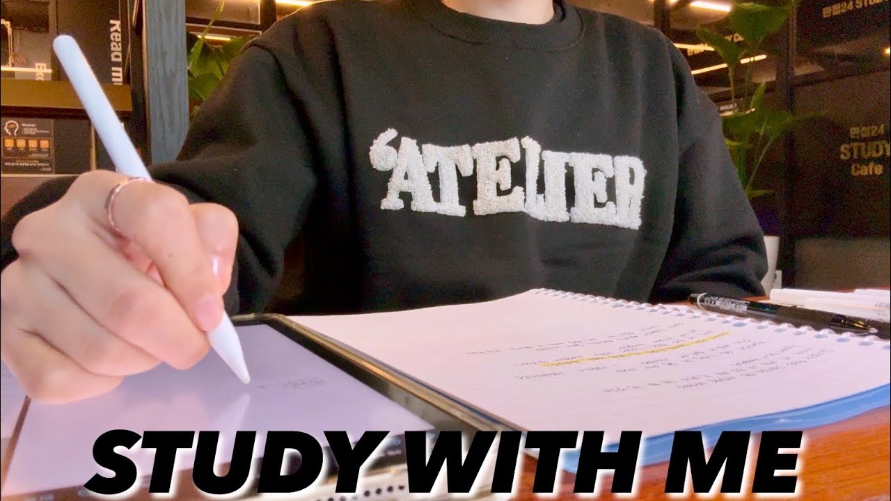 🐣1-HOUR Study With Me korea studycafe 📑 no music, real sounds, ASMR, pomodoro 25/5🎧 - YouTube
