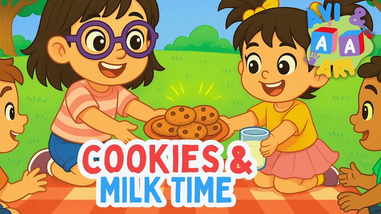Cookies and Milk Time 🍪🥛 | Snack Song for Kids with Avi & Ari | Nursery ...