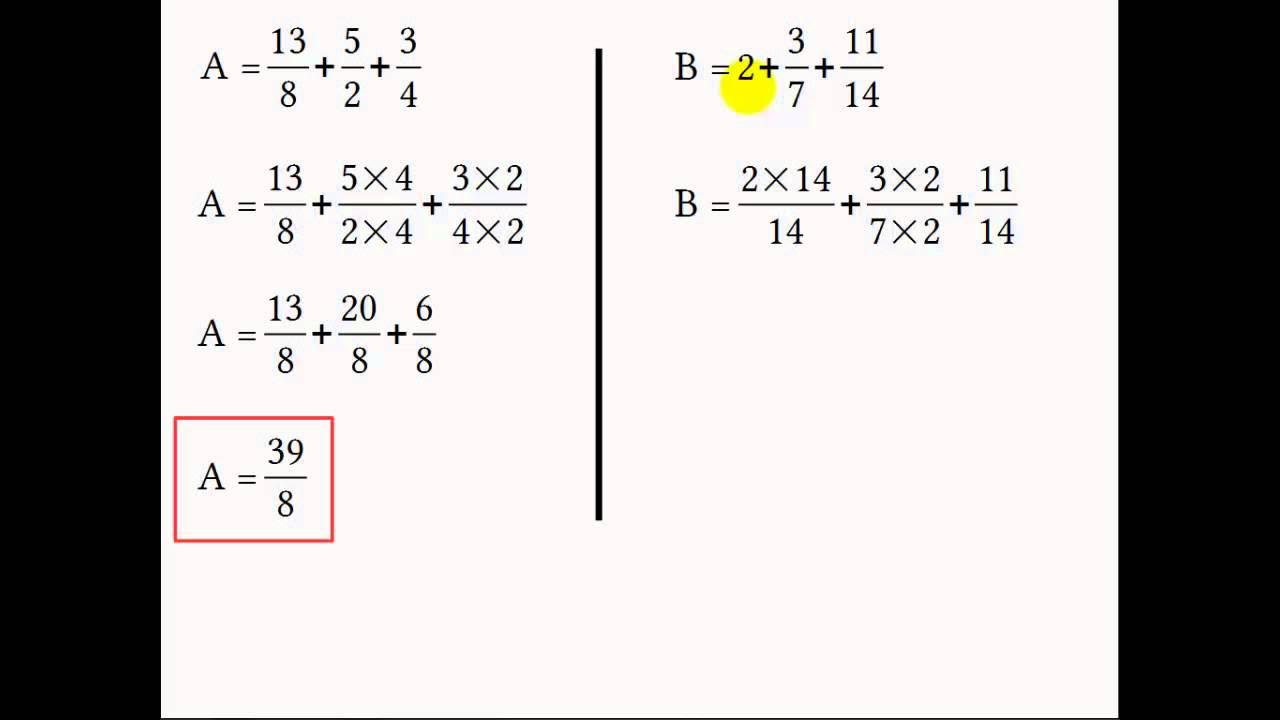 exercice additionner et soustraire plusieurs fractions - YouTube