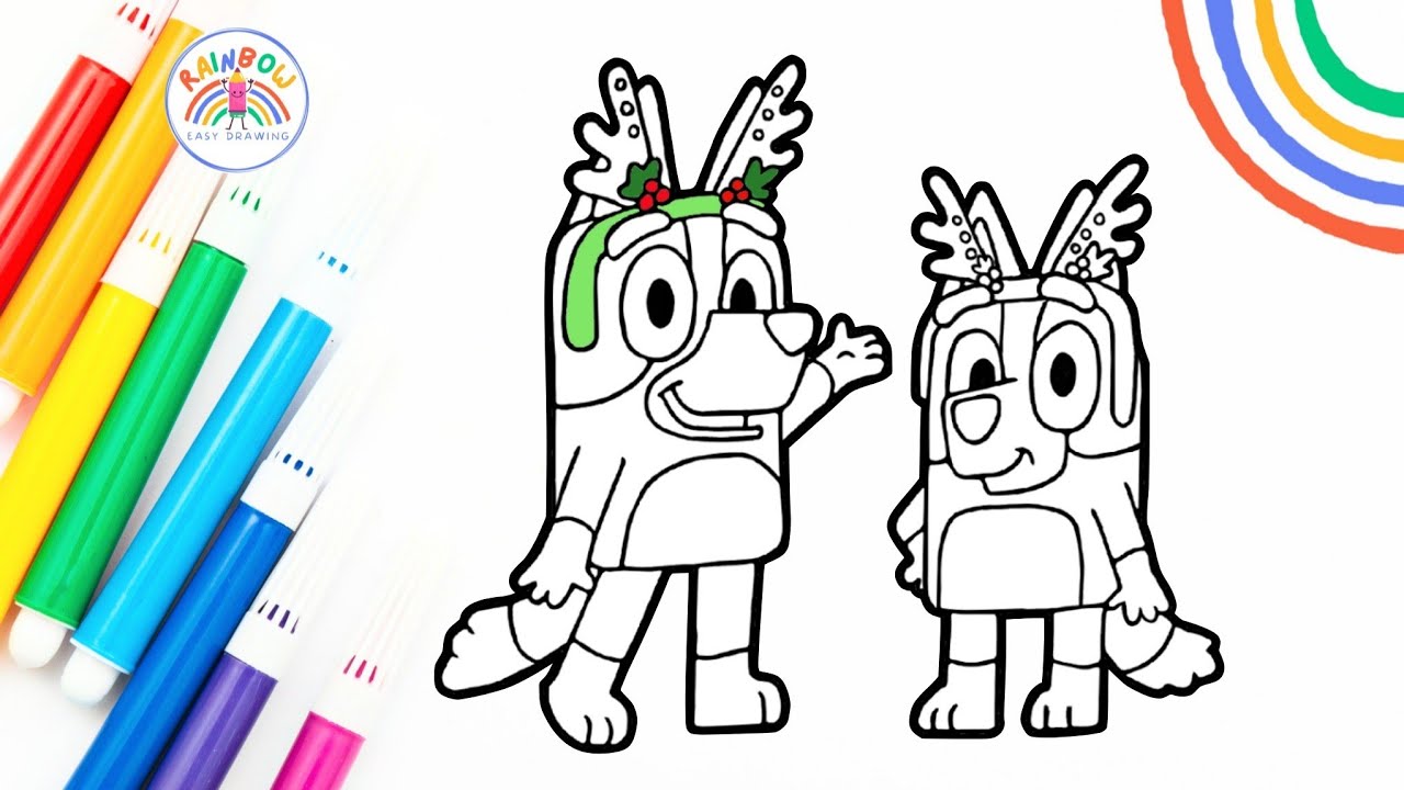 How to Draw Bluey Christmas | Bluey and Bingo Drawing Tutorial 🌈🐶🎄 ...