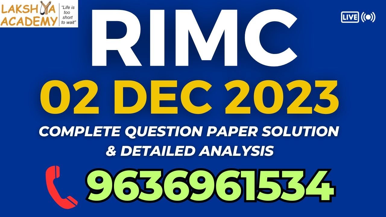 RIMC DEC 2023 English Paper Solution | RIMC DEC 2023 Paper Analysis ...