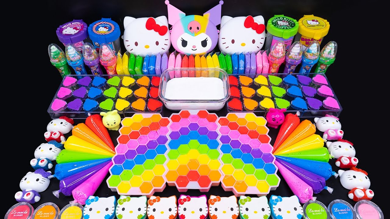 HELLO KITTY Slime I Mixing Random into Glossy Slime I Satisfying Slime ...