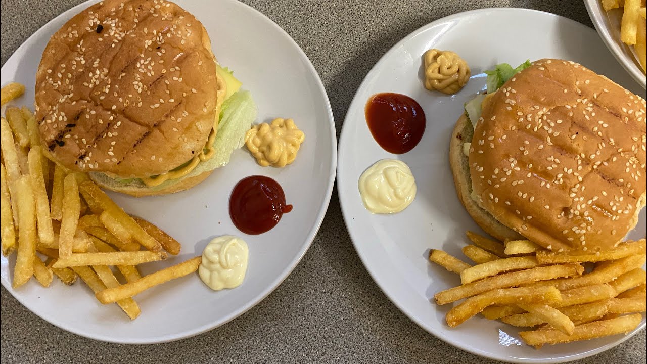 Homemade Beef burger🍔 and fries 🍟 with easy recipe - YouTube
