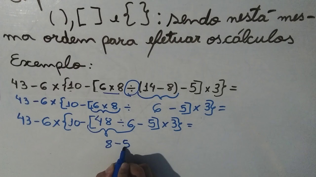 Expressão numérica com parênteses, colchete e chave. - YouTube