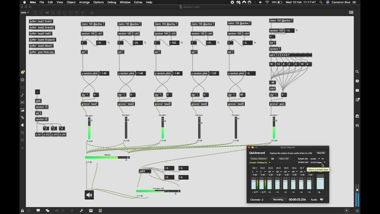 max msp random beat w/ note - YouTube