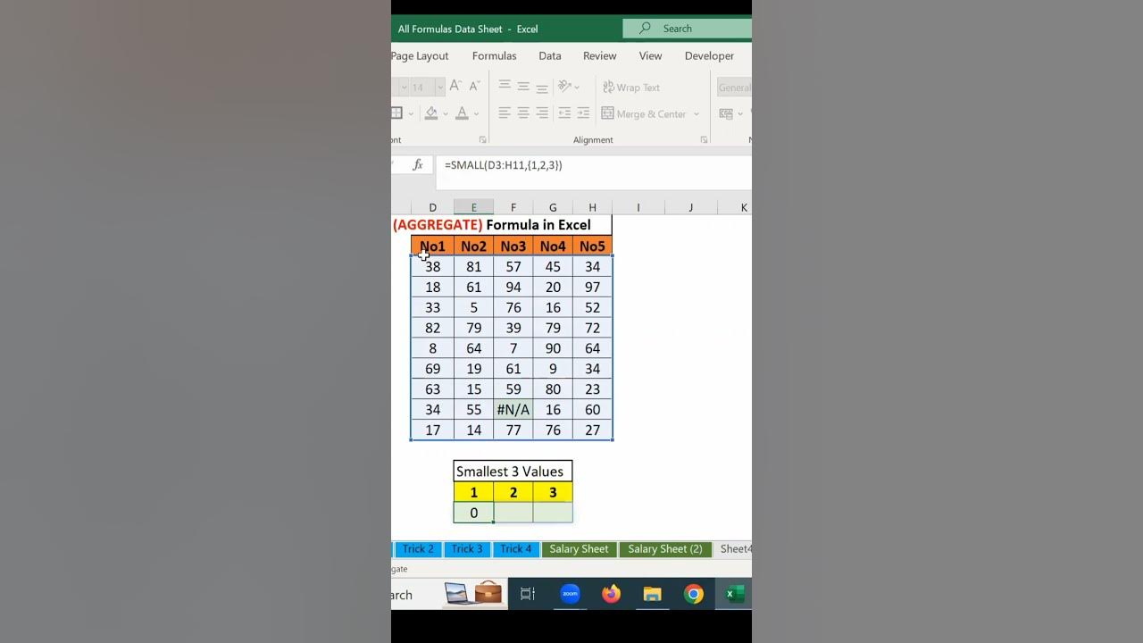 Aggregate formula in Excel | Find 3 smallest values #excel #msexcel #exceltricks #viral #ytshort ...