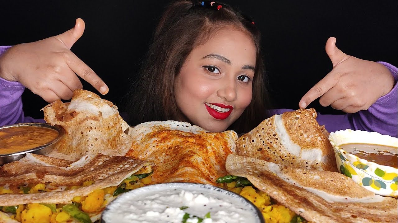 Eating 3 types of Dosa🤤😋 ll Masala Dosa, Podi Dosa, Ghee roasted dosa🔥 ...