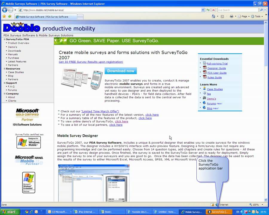 SurveyToGo Mobile Survey Software Download and Registration Demo - YouTube